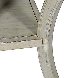 OSP Home Furnishings Vermont Hand Painted Round Accent Table with Traditional Style, Antique Grey Stone