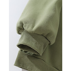 Floerns Women's Casual Long Sleeve Crewneck Pullovers Tops Solid Sweatshirt Army Green L