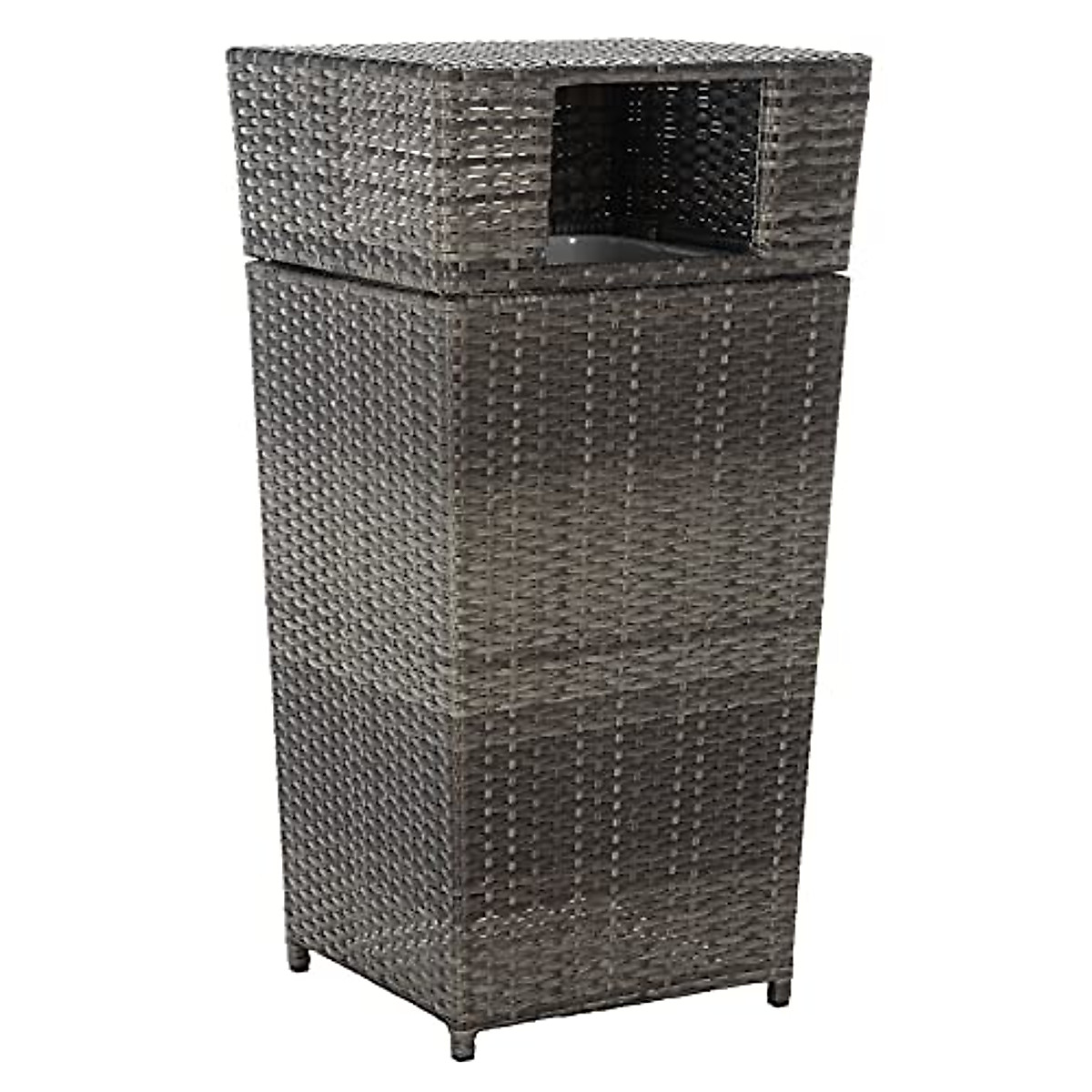 SAFAVIEH Outdoor Collection Mazeli Grey Brown Woven Square Lid Trash Bin (Fully Assembled) PAT7512C