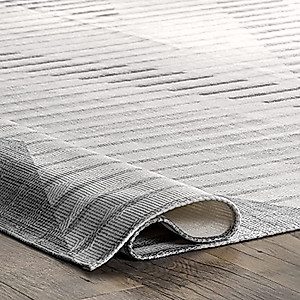 nuLOOM Azzie Modern Zig Zag Machine Washable Area Rug, 8x10, Beige