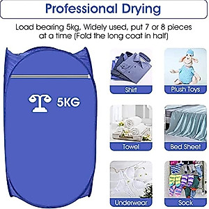 Electric Clothes Dryer, 800W Vent-less Portable Electric Air Clothing Drying Machine Fast Dryer Fold-able Fast Garment Dryer Heater for Home Dormitory Travelling 19.69 x 19.69 x 35.43inch US Plug