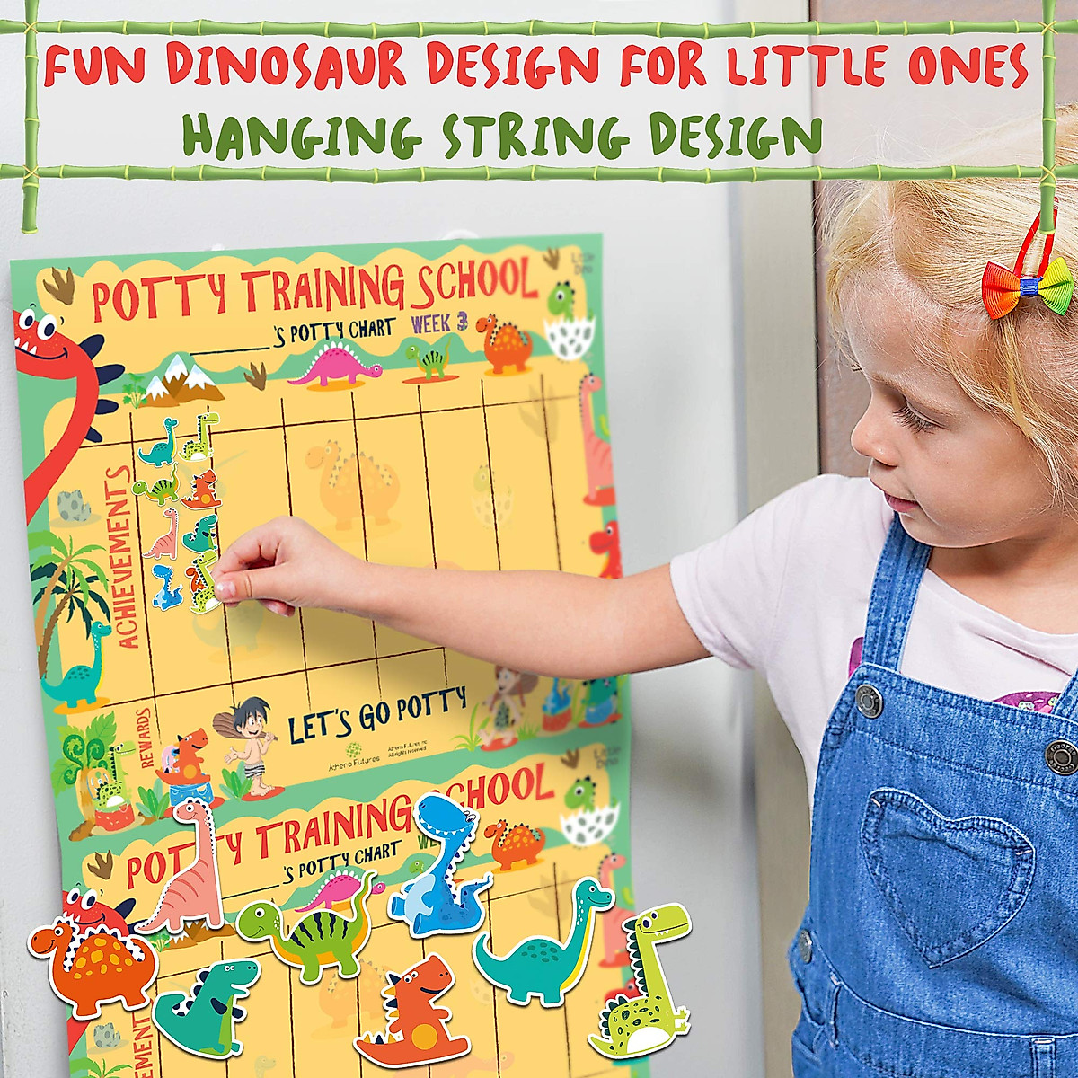 ATHENA FUTURES Potty Training Chart for Toddler, Girls, Sticker Chart for Kids Potty Training, 4 Week Reward Chart, Certificate, Instruction Booklet, Reward Sticker Chart - Princess & Unicorn Design