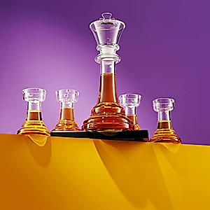 Godinger Whiskey Decanter and Whiskey Glasses Shot Glasses Set, Chess Decanter Set, King Liquor Decanter, Whiskey Gift Sets