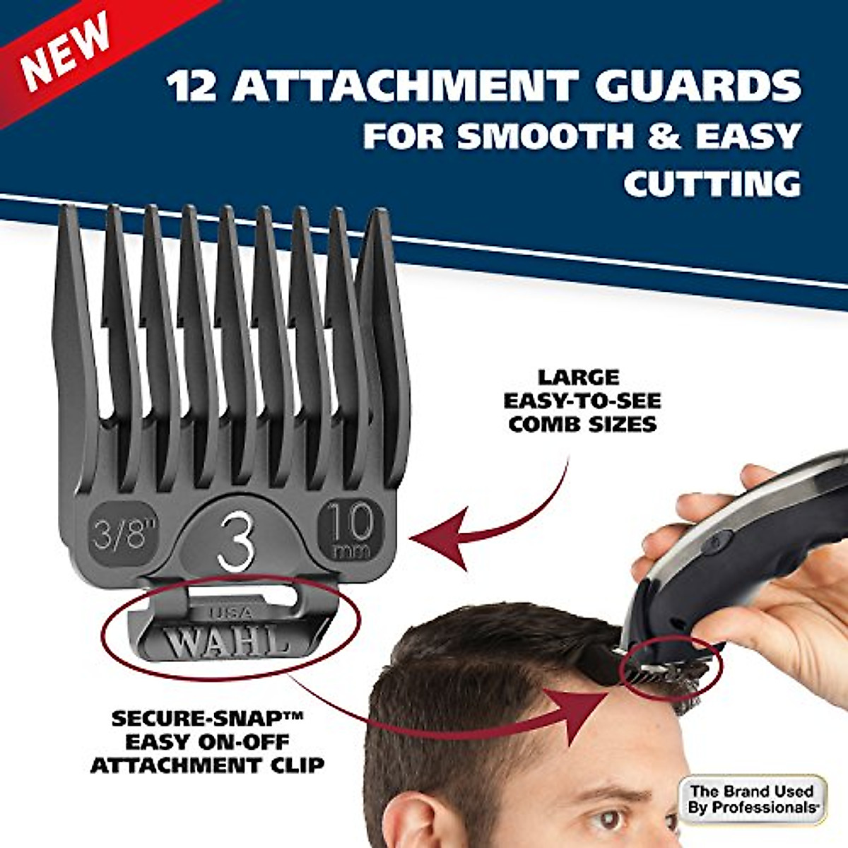 Wahl Clipper Lithium-Ion Cordless Haircutting Kit - Rechargeable Grooming and Trimming Kit with 12 Guide Combs for Haircutting and Large Beard Trimming - Model 79608