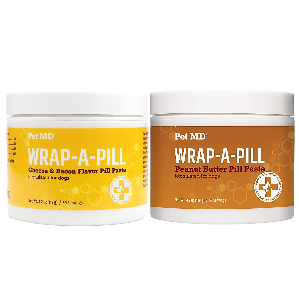 Pet MD Wrap-A-Pill Variety Pack - Peanut Butter & Cheese Bacon Flavored Pill Paste for Dogs - 4.2 oz Each