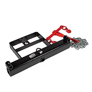 Titan Attachments Hay Bale Spear Frame Attachment with Stabilizer Spears, Universal HD Front Skid Steer Tractor Loader Bucket, 3000 LB Capacity, Conus 2 Sleeves, Chain and Ratchet Binder Included