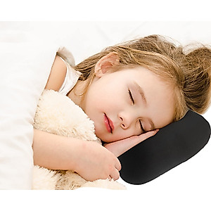 Longaoa Microbead Roll Neck Pillow Mini Microbeads Bone Type Travel Pillow Soft Mooshi Jelly C-ervical Pillow Cushion Back Head Neck Support Sleeping Throw Pillows for Home Sofa Bed (Black, 1pc)