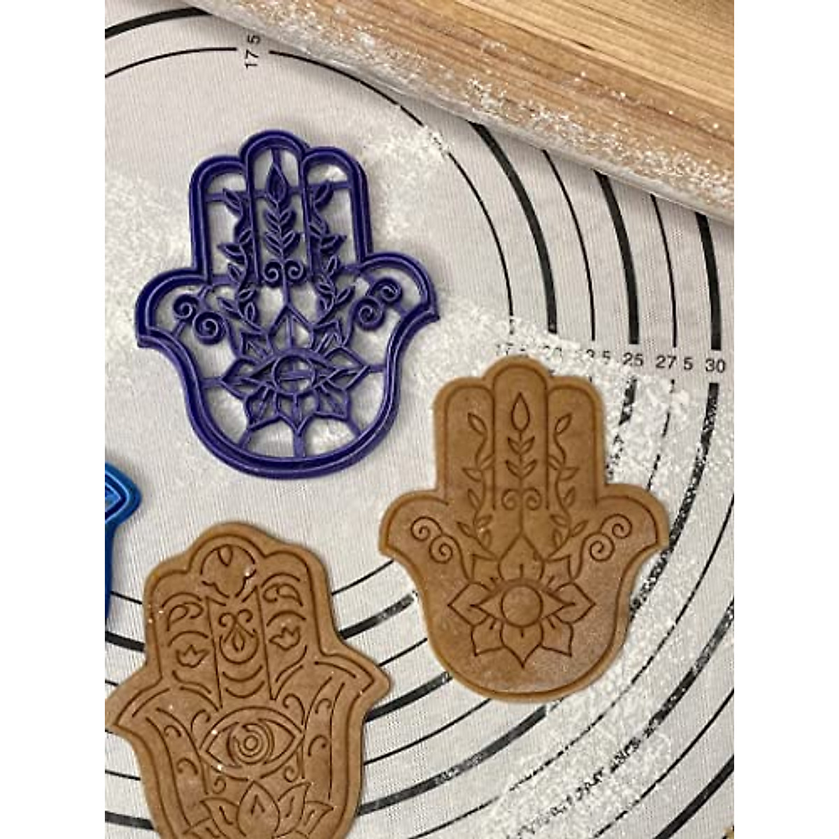 Premium Quality Set of 2 Hamsa Cookie Cutters & Molds 4” inch Produced by 3D Kitchen Art