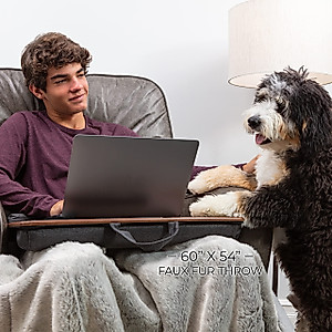 Husband Pillow Combo - Backrest Pillow with Arms : XXL Maroon & Foldable Laptop Tray : Brown - Memory Foam Reading Pillows for Bed w/Removable Neck Roll & Laptop Bed Tray Table