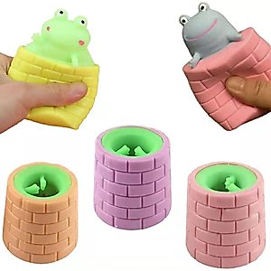Fidget Toys Squishy Toys Stress Toy for Adults Stress Anxiety Relief Frog Cup Squeeze Toys for Kids Decompression Sensory Squishes Toy Stress Reliever Small Surprise Color Random Squish Gifts 3 PCS