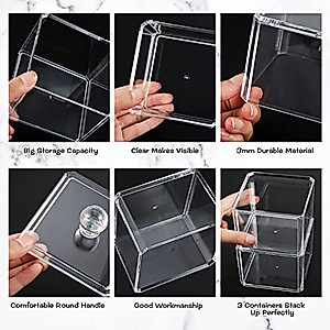 Hair Accessories Organizer for Girls, Stackable Hair Organizer Storage with Lids Acrylic Clear Hair Tie Organizer Bathroom Hair Bow Containers for Girls Headband Scrunchie Makeup Organizing (6 Pieces)