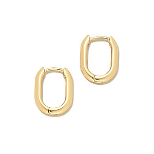 Amazon Essentials 14K Gold Plated Modern Oval Hoop 15mm, Yellow Gold