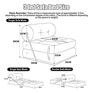 YITIAN 4 in 1 Convertible Sofa Bed, Tofu Block Folding Chair Bed, High Resilience Sponge Foam Floor Sofa Couch Bed, Waterproof Futon Sofa Bed for Bedroom/Living Room/Dorm