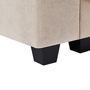 kevinplus 130'' Sectional Sofa Couch with Chaise Ottoman for Living Room, Modern 4-Seat L-Shape Sofa Couch with Convertible Ottoman, Feather Filled Reversible Sofa Couch with Waist Pillows, Beige