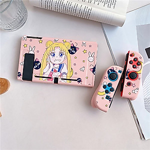 Protective Case for Switch,Cute Sailor Moon Case Compatible with Nintendo Switch,Pink Sailor Moon Game Accessories Soft Slim Grip Cover Shell for Console