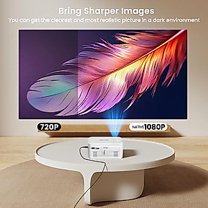 BIGASUO Upgrade HD Bluetooth Projector Built in DVD Player, Mini Video Projector 1080P Supported Compatible with TV/HDMI/VGA/AV/USB/TF SD Card, Portable Outdoor Movie Projector