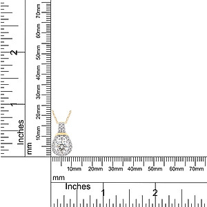 SAVEARTH DIAMONDS 6.5MM Center, Round Cut Lab Created Moissanite Diamond Teardrop Halo Pendant Necklace In 14k Yellow Gold Over 925 Sterling Silver With 18" Chain (VVS1 Clarity, 1.20 Cttw)