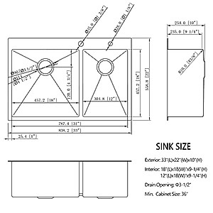 33 Inch Drop In Black Double Bowl Kitchen Sink, Gabhar 33" x 22" 16Gauge Topmount Black Stainless Steel 60/40 Double Bowl Kitchen Sinks