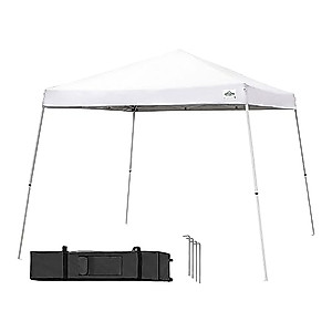Caravan Canopy V Series 12 by 12 Foot Outdoor Shade Instant Canopy Kit with Steel Frame and 150D Polyester Canopy Top, 3 Leg Height Settings, White