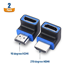 Cable Matters Combo-Pack 8K@60Hz Right Angle HDMI 2.1 Adapters with HDR (8K HDMI Right Angle Adapter / 4K@240Hz HDMI 90 Degree Adapter / 270 Degree and 90 Degree HDMI Adapter) in Black