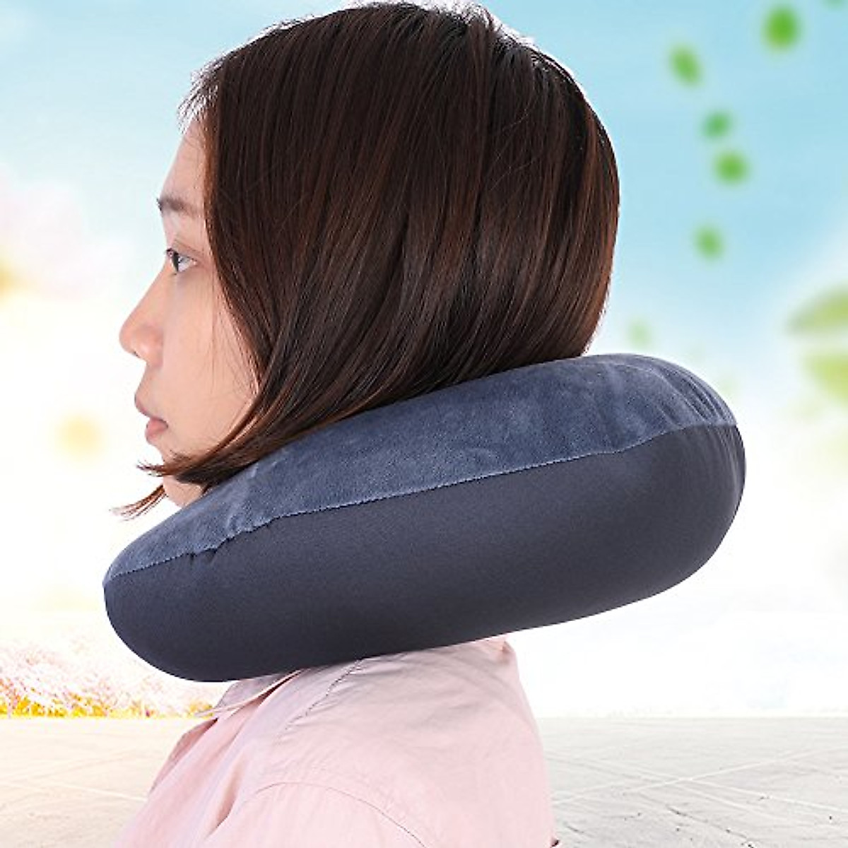 Jadpes UShaped Pillow, Soft Elastic UShaped Travel Pillow Neck Support Office Rest Cushion with Buckle for Outdoors Car Office Home Travel(Grey)