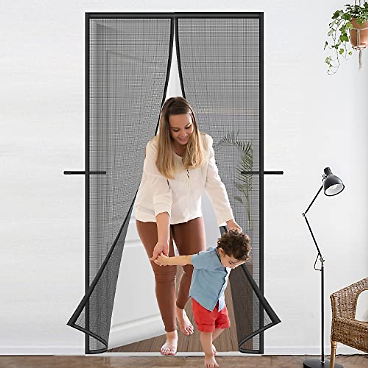 Magnetic Screen Door Fits Doors Up to 38" X 82" and Garage Screen Doors for 2 Car Garage - 16x7 ft