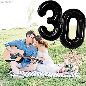 KatchOn, Black 30 Balloon Numbers Set - 40 Inch | Black 30 Birthday Balloons for 30th Birthday Decorations for Women and Men | Black 30th Birthday Balloons for Happy 30th Birthday Decorations for Him