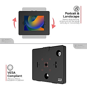 Locking iPad Wall Mount – CTA Anti-Theft Tablet Wall Mount For iPad 10th Gen 10.9-inch - iPad 7th/8/9 Gen - iPad Air 4 - Galaxy Tab - Lenovo Tab 4 - Zebra Tablets & More - Black - (PAD-PARAW)