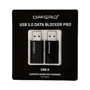 OffGrid USB Data Blocker Type-A (2 Pack) Pure USB Data Blocker for Cell Phones, Tablets, and Laptops, Block Unwanted Data Transfer, Protect Against Juice Jacking, Safely Charge iPhone, Android devices