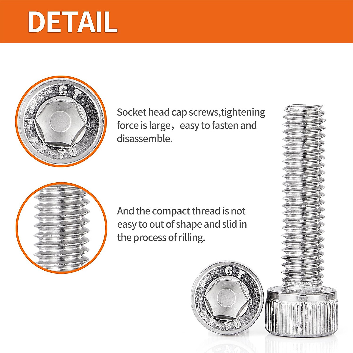 M6-1.0 x 16mm Hex Socket Head Cap Screws Bolts 304 Stainless Steel Allen Hex Drive, Machine Metric Fully Thread, 25PCS