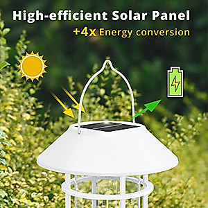Solar Lantern Hanging Solar Lights, Metal Waterproof Solar Lights Outdoor with Hooks, Garden Lights Decorative for Patio Porch Yard Fence…
