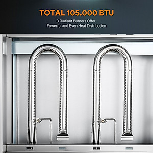 WILPREP Gas Countertop Radiant Charbroiler, 36 in Commercial Radiant Charbroiler with 3 35000 BTU U-Shaped Burners & 6 Cast Iron Grates, NG LPG Compatible Gas Charbroiler for Home Commercial Kitchen