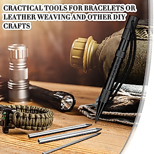 14-Piece Paracord Tool Set - Stainless Steel Lacing Needles, Smoothing Tool, Knotter with Marlin Spike for Paracord Work & Leather Weaving (Black)