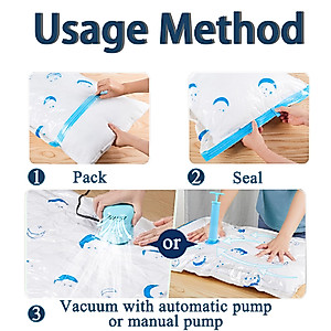 Mantianstar 12 Pack Vacuum Storage Bags, Space Saver Bags (4 Jumbo/4 Large/4 Medium/1 Automatic Pump) Compressed Storage Bags for Clothing, Comfort Items and Blankets