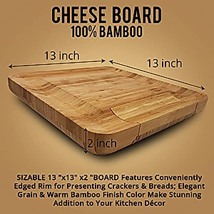 Bamboo Cheese Board & Cutlery Set - Large Charcuterie Board Set Cheese Platter with Slide-Out Drawer - House Warming Gifts New Home, Anniversary Wedding Gifts for Couples, & Cool Bridal Shower Gifts