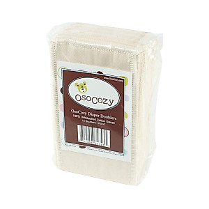 OsoCozy Gauze Cloth Diaper Doublers - 100% Unbleached Gauze Weaved Cotton, 4x12 inches, 6 Layers Thick. Add Extra Absorbency to Your Cloth Diapers - 12 Pack