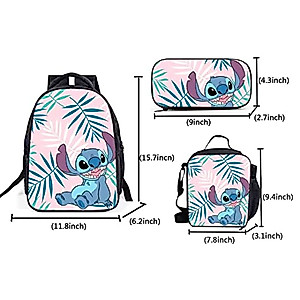Cartoon Teens Bookbag Schoolbag Cartoon Girl Backpack With Lunch Bag Pencil Bag Set For Girls 3pcs Set 3pcs Backpack Set