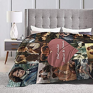 Outlander Jamie Claire Love Collage Blanket Soft Flannel Warm Fuzzy Blanket for Couch Office Picnic Travel Best Friend Memorial Birthday Gifts for Kids Adults Throw Blankets 80"x60" Inch