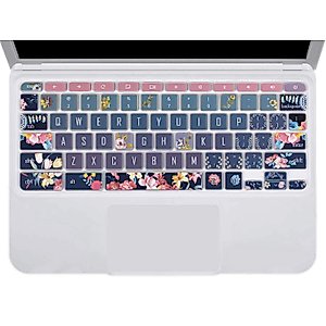 Silicon Keyboard Cover for 11.6" Lenovo Chromebook C330 C340, Flex 11, 100e 300e 500e N20 N21 N22 N23, 14" N42 N42-20, Red Flower