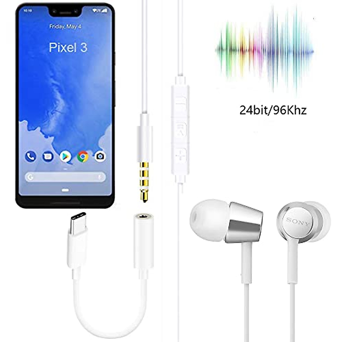 USB C to 3.5mm Headphone Jack Adapter Compatible with Pixel 6 5 4 3 2 XL, iPad Pro 2022 2021 2020 2018, Sony HTC Moto Samsung Galaxy S21 S20 Ultra S20+ Note 20 10 S10 S9 Plus and More