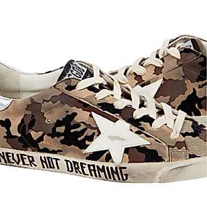 Golden Goose Super-Star Camou Flock Upper Leather Star Laminated Heel Signature Foxing Womens Distressed Sneakers-38