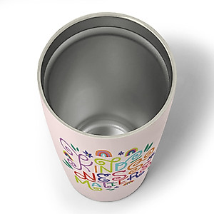 Studio Oh! Insulated Stainless-Steel Tumbler - Double-Walled 17-Ounce Travel Cup - Vacuum Seal Keeps Liquids Hot or Cold for Hours - Fits Standard Size Cup Holders - Kindness Matters