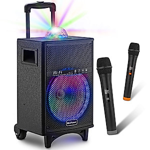 Bluetooth Karaoke Machine for Adults with 2 Wireless Microphones, Portable Karaoke Speaker with Disco Lights, Gifts for Kids, Boys & Girls
