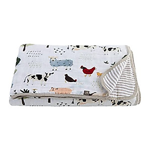 Red Rovr 100% Certified Organic Cotton Muslin Baby Blanket | Multi-Layer Muslin Quilt | Newborn & Toddler | Soft, Lightweight | Nursery, Stroller | Machine Wash | 30" x 40" | Family Farm