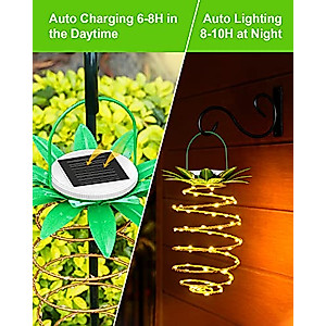 Pineapple Solar Lantern, 2 Pack Solar Lights Outdoor Waterproof 60LEDs, Hanging Solar Lights Outdoor Lantern Garden Decor for Outside Patio Yard Backyard Tree Porch Landscape Lighting, Warm Light