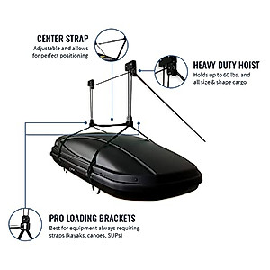 StoreYourBoard Cargo Box Ceiling Storage Hoist, Rooftop Carriers, Hi Lift Pro Garage Organizer Pulley, Hanger Rack