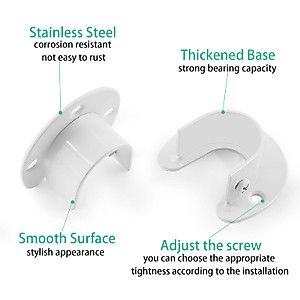Suiwotin 2 Packs Stainless Steel Closet Rod End Supports 1-1/3 Inch Wardrobe Bracket Heavy Duty Closet Pole Sockets Flange Rod Holder, U-Shaped with Screws, White