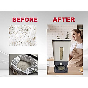 GIANNE Rice Dispenser, Rice Container + Measuring Cup + Spoon Pink Rabbit, Rice Storage, Automatic Rice Dispenser, Grain Container with Lid Moisture Proof Measuring