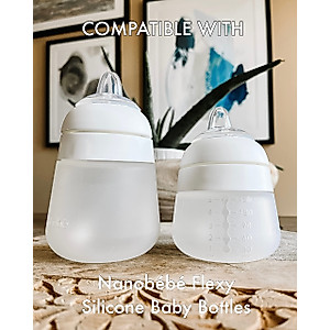 Sippy Cup Conversion Kit for Nanobébé Flexy Silicone Baby Bottles | 2-Count | with Soft Silicone Sippy Spout Nipples, Any Angle Straw Weighted Ball and Straw Cleaning Brush | by BelBeyo (Sippy Kit)