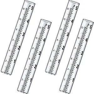 Frienda 4 Pieces Capacity Rain Gauge Glass Tube Replacement Rainfall Test Tube with Scale for Yard Garden Outdoor Home (4, 5 Inch)